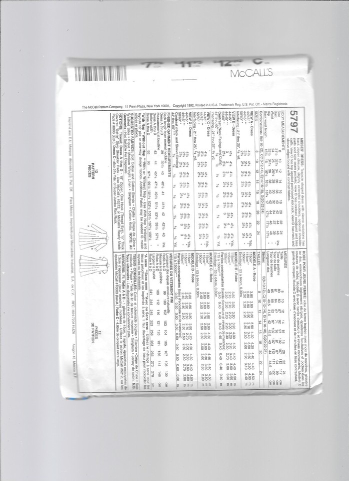 EASY Women's Dress Sew Pattern 10 12 14 Trapeze Flare Mini Pockets ...