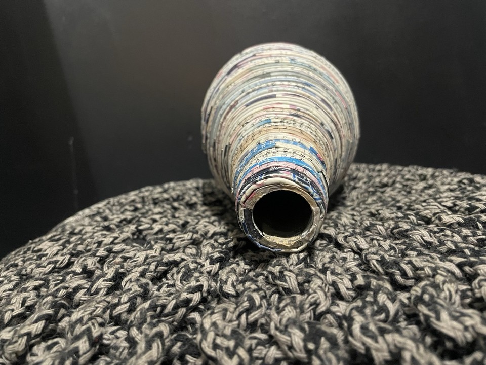 HTF Anthropologie Paper Rolled Collage Vase Multi Color 14” X 6" Vase ...