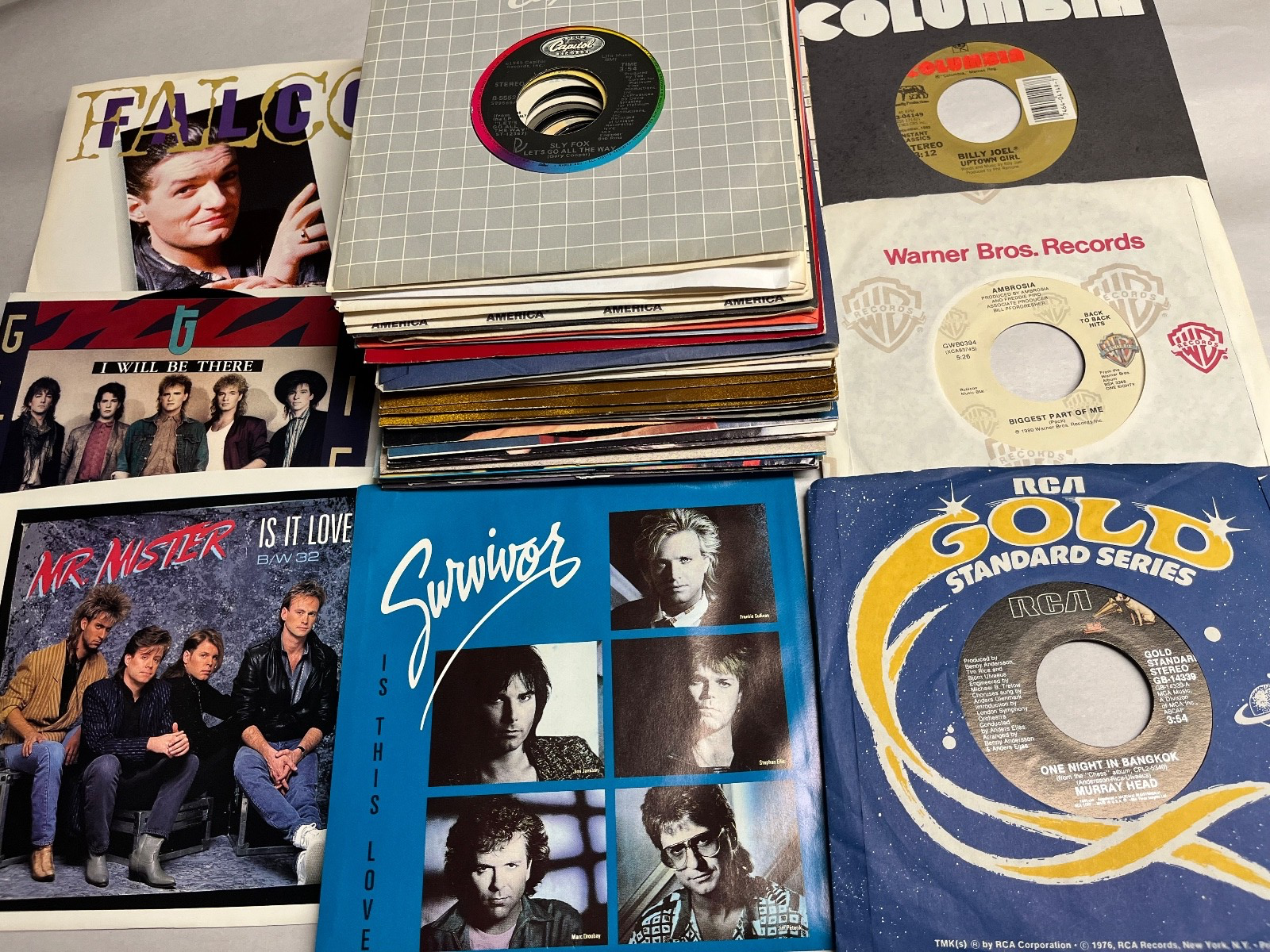 Lot of 39 Vintage 45 RPM records 70s & 80s Classic Rock Pop ALL MINT ...