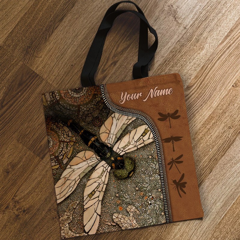 Personalized Dragonfly Tote Bag, Retro Dragonfly Handbag, Dragonfly ...