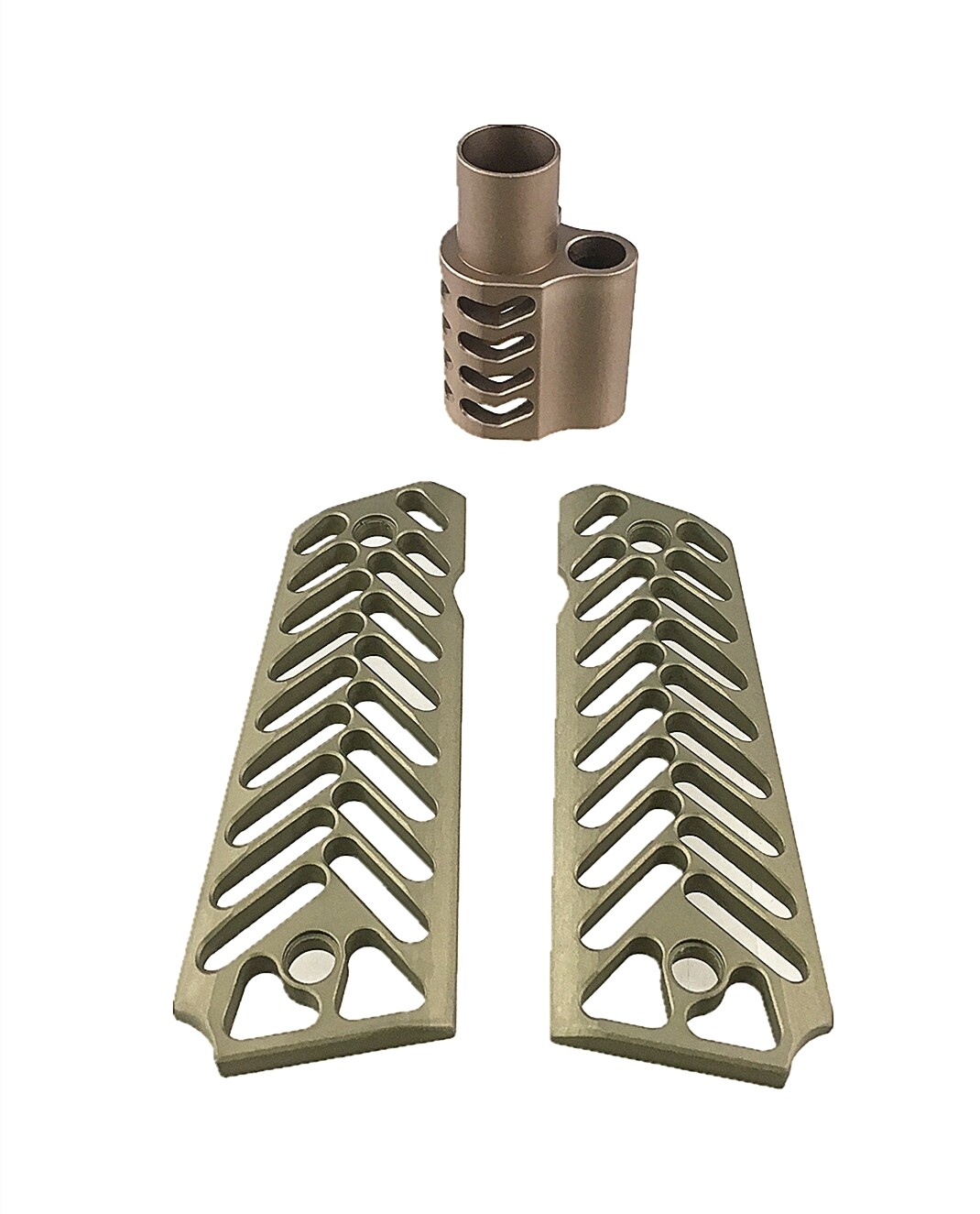 DB TAC 1911 Muzzle Brake With Skeleton Aluminum 1911 Grips Fit Gov. and ...