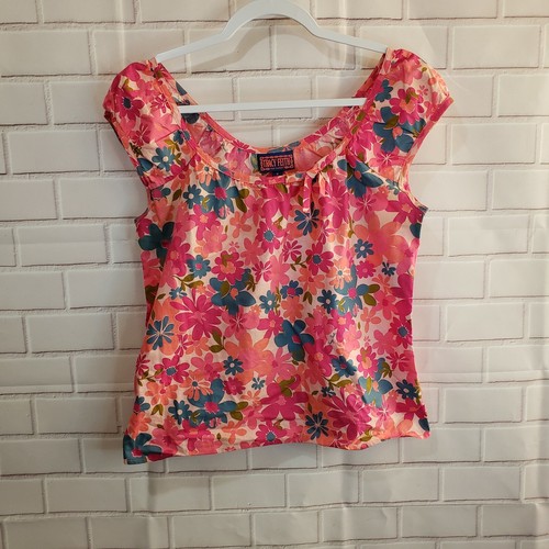 Tracy Feith for Target Bight Floral Shirt Tank Top Size Small Retro ...