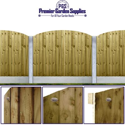 Dome Top Feather Edge Semi-Braced Fence Panel [W.183cm x H.4ft (120cm ...