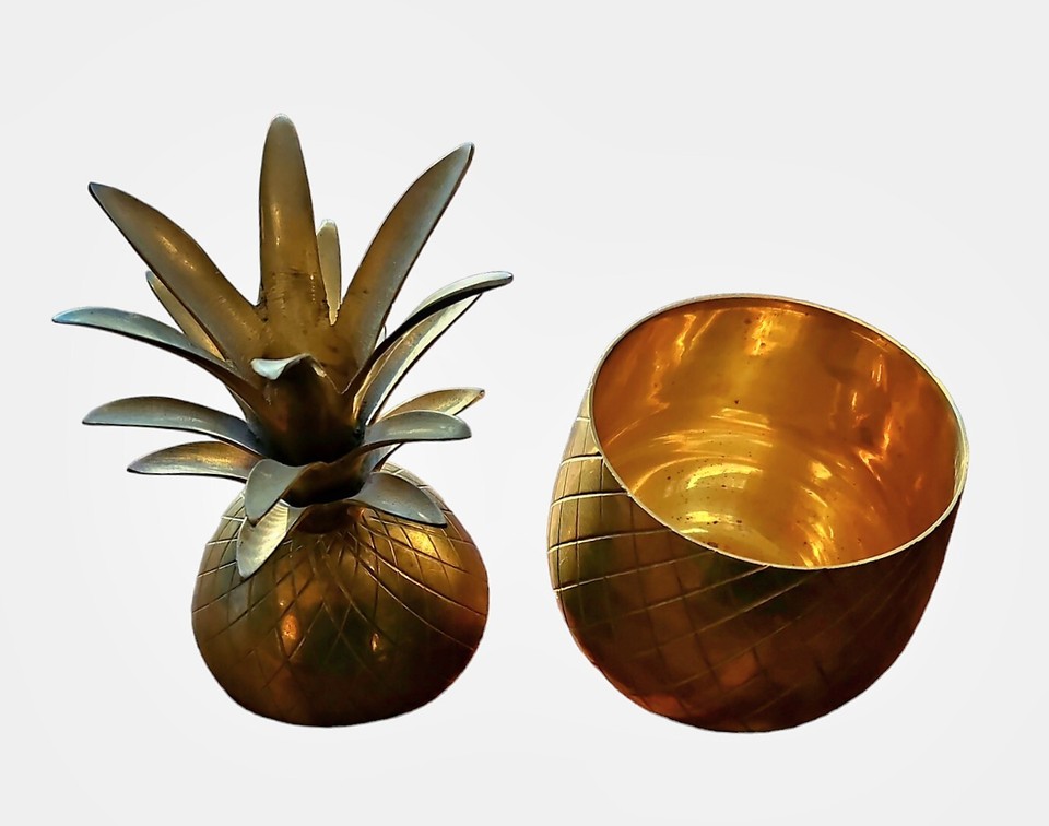 VTG Brass Pineapple Trinket Storage Jar Container MCM | eBay