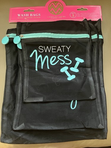 Macbeth Collection 3 Pc “Sweaty Stuff” Wash Bag Gym/Travel Set Black ...