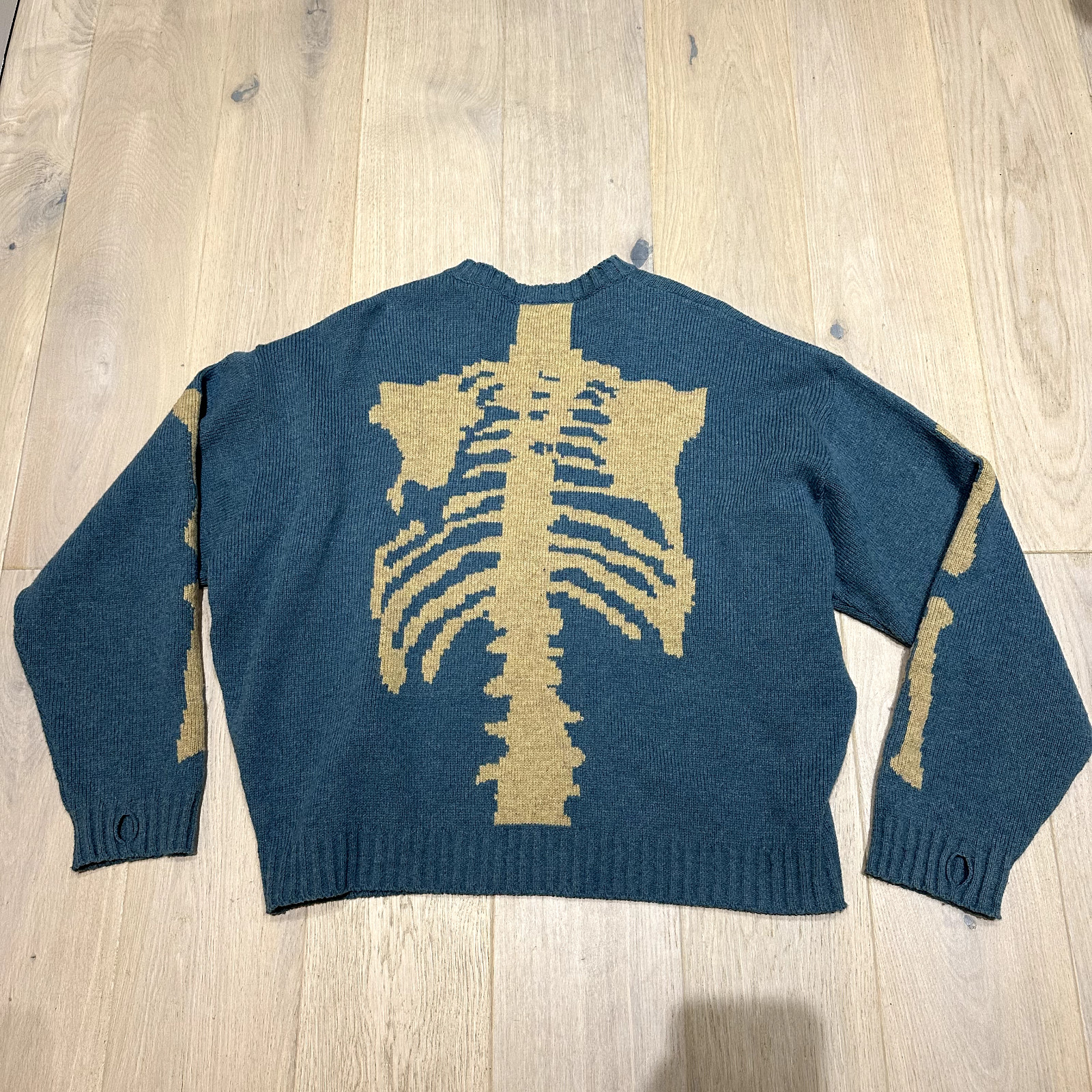 KAPITAL 5G Wool Bone Knit Sweater Skeleton - Size Lar… - Gem