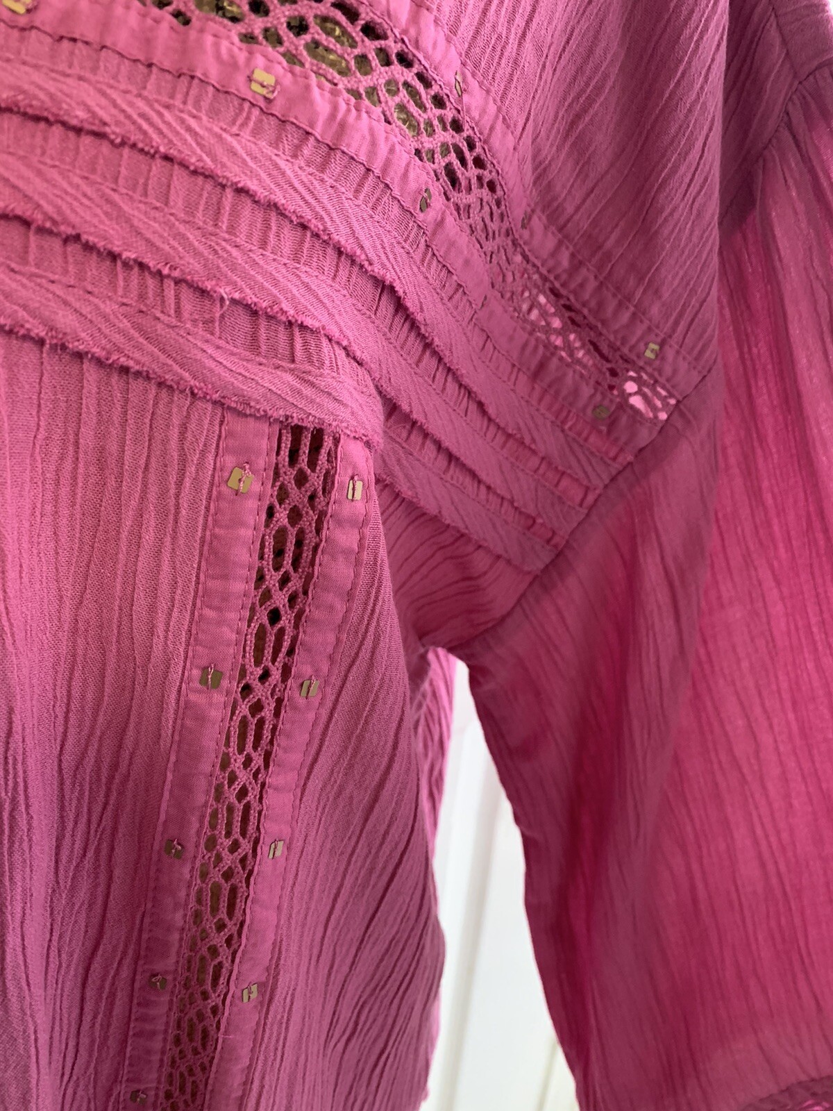 Free People Boho Raspberry Electra Sequin Button Down Top Medium NWT | eBay