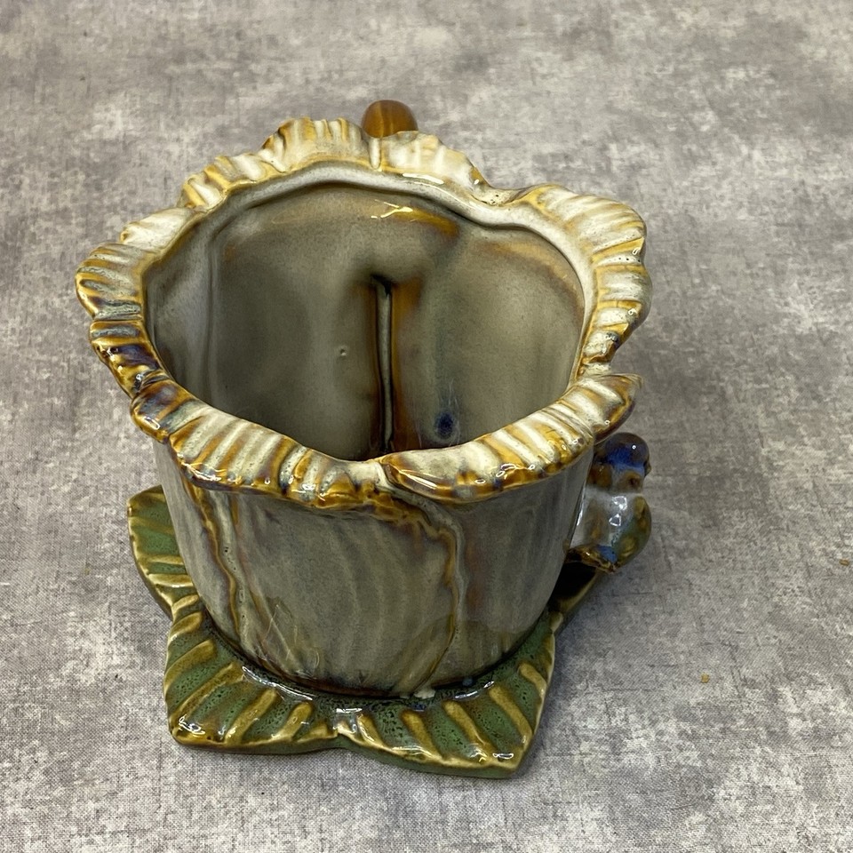 Ceramic Flower Shape Cup Planter With Birds Multicolor Cabbage Leaf | eBay