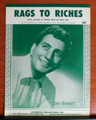 Rags To Riches - 1953 sheet music - Piano Vocal - feat. by Tony Bennett ...