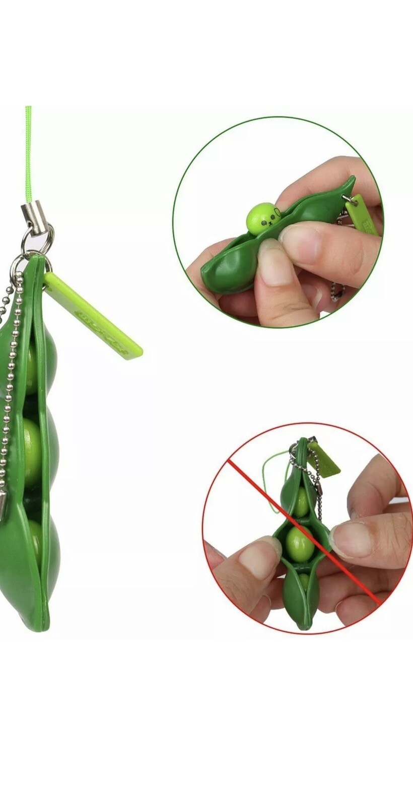 2pcs Stress Relief Toy Anti-Anxiety Kids Adults Autism Pea Pod Keyring ...