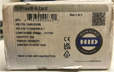 HID 1386LGGMN ISOProx II Printable Proximity Card, 200-pack H2004277 | eBay