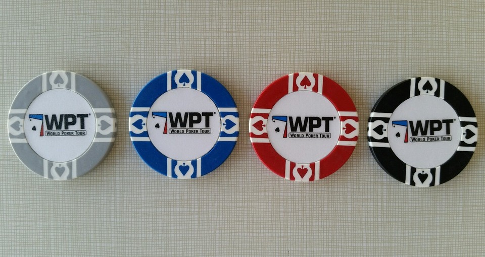 4 Pc- "WPT" WORLD POKER TOUR ☆ POKER CHIPS- 12g ☆ HTF STYLE ☆EUC☆ 4 ...