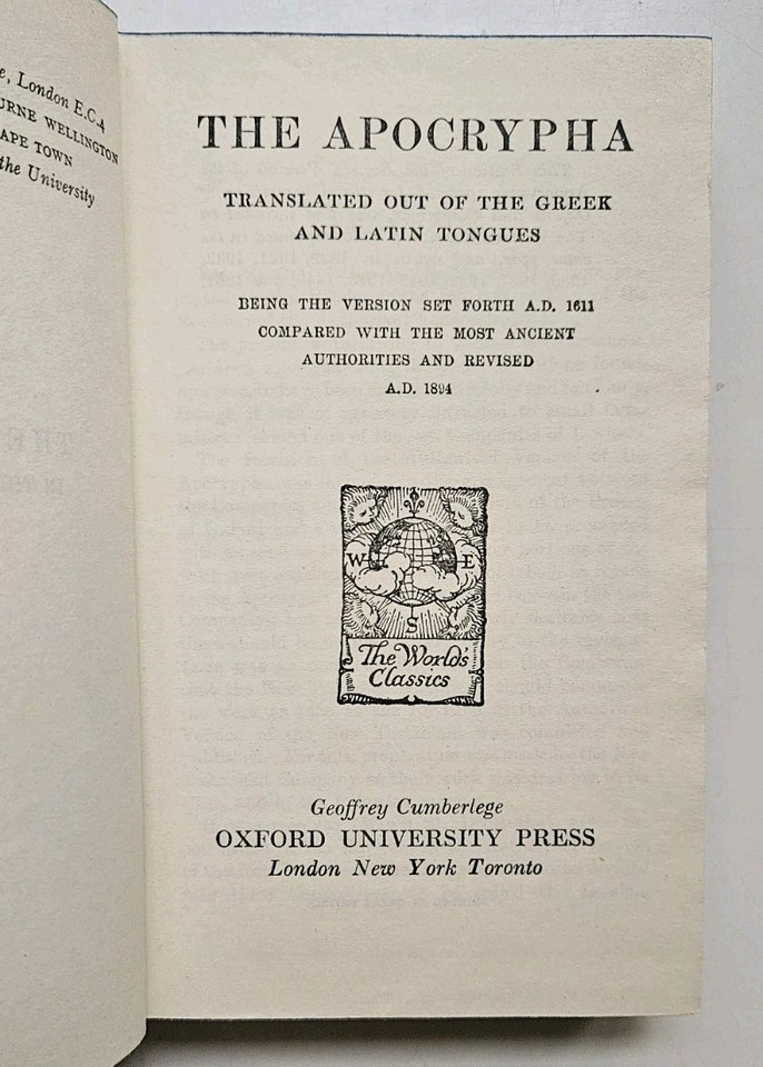 APOCRYPHA Oxford University Press Geoffrey Cumberlege Bible Bel And The Dragon | eBay