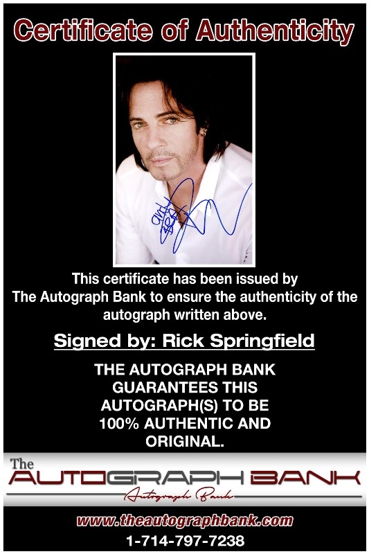 Rick Springfield Zoot Authentic signed rock 10x15 photo W/Cert ...