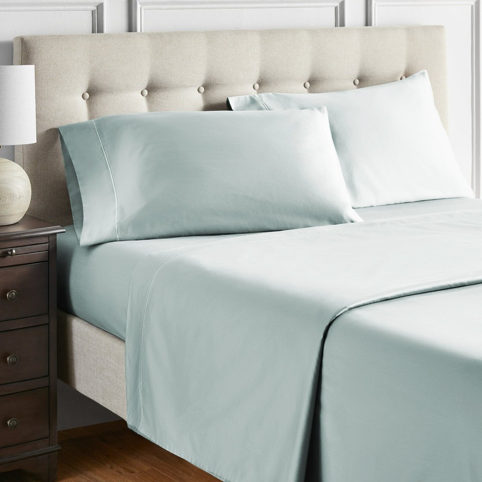 Hotel Style 4-Piece 600 Thread Count Blue Egyptian Cotton Bed Sheet Set ...