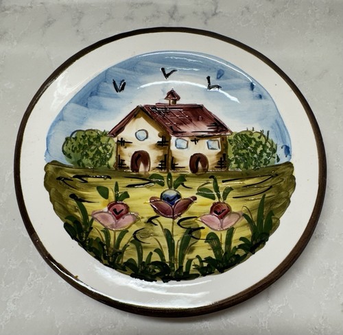 Vintage Italian Hand-Painted Ceramic Plate with Country House Scene | eBay