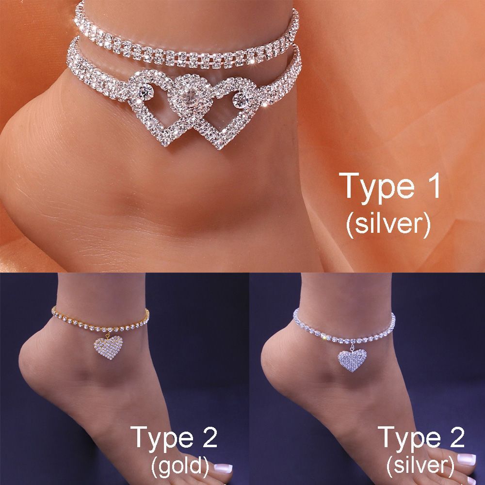 Crystal Foot Chains Shiny Rhinestone Rhinestone Anklets Silver Bracelet ...
