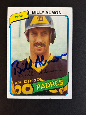 Bill Almon Padres Signed 1980 Topps Baseball Card #436 Auto Autograph 3 ...