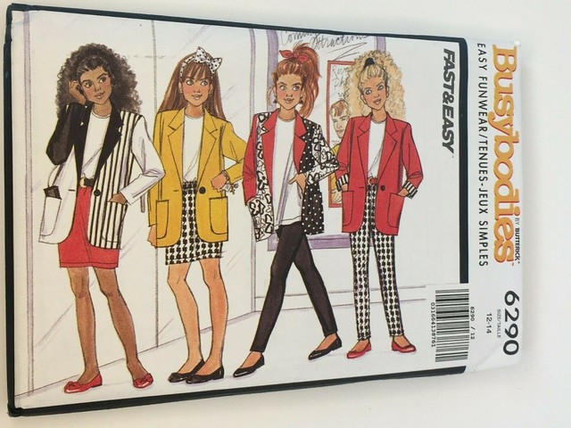 Butterick 6290 Girls BOYFRIEND Jacket Top Pant Skirt Sz 12 14 ...