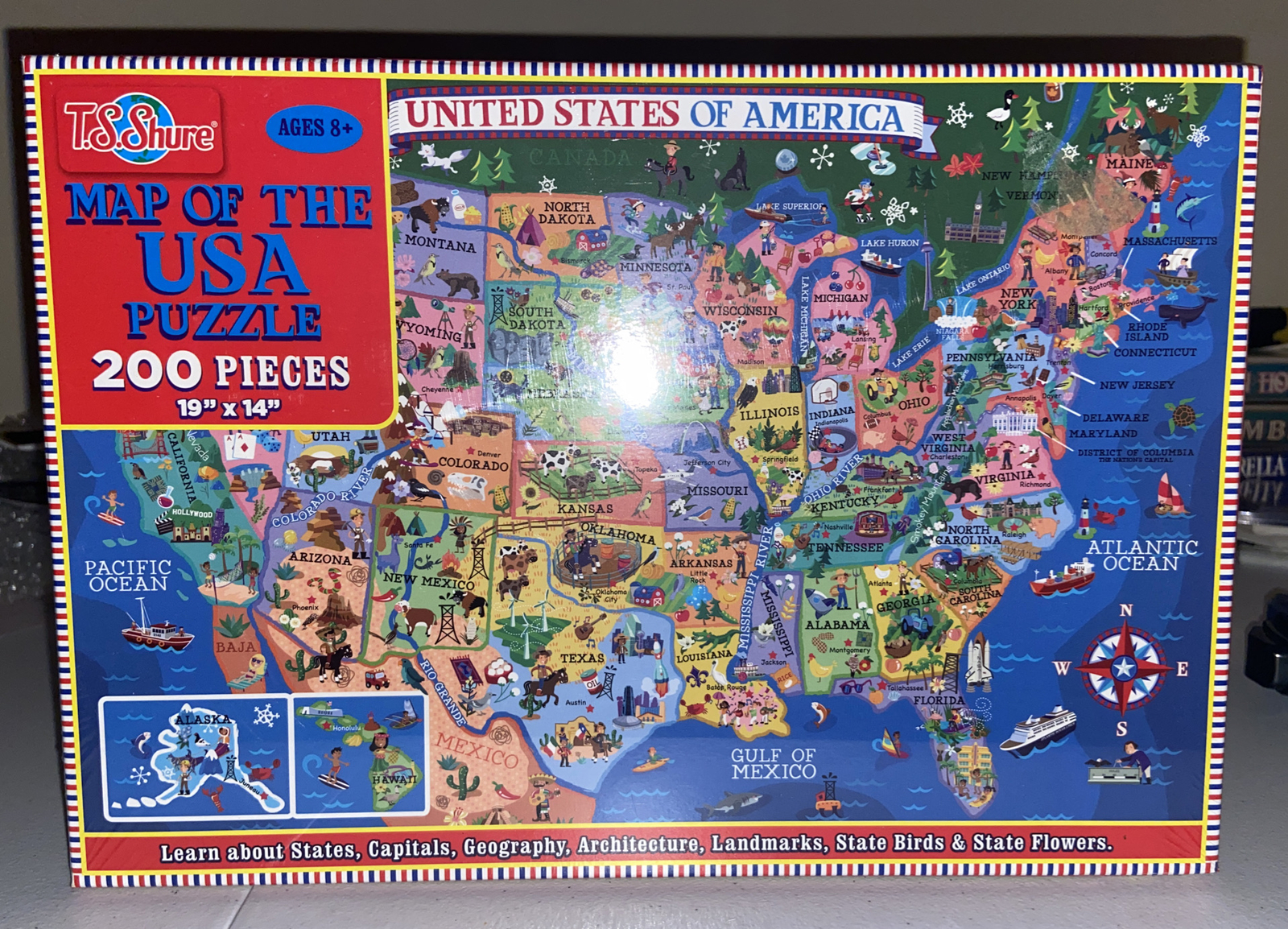 T.S. Shure Map of The USA Puzzle 200 Pieces 19”x 14” New In Plastic | eBay
