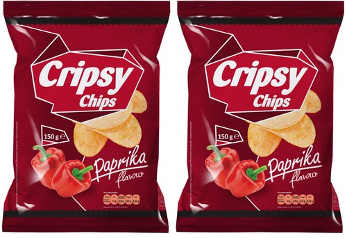 2 CRIPSY CHIPS Paprika Flavor Potato Chips Bags Crisps Snacks 150g 5 ...