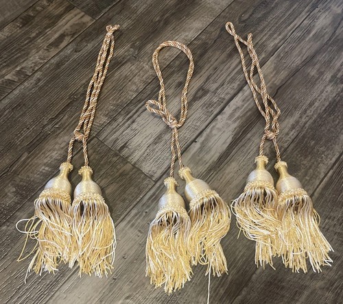 Vintage Lot of 3 Decorative Tassel Rope Curtain Drape Tie Backs Gold | eBay