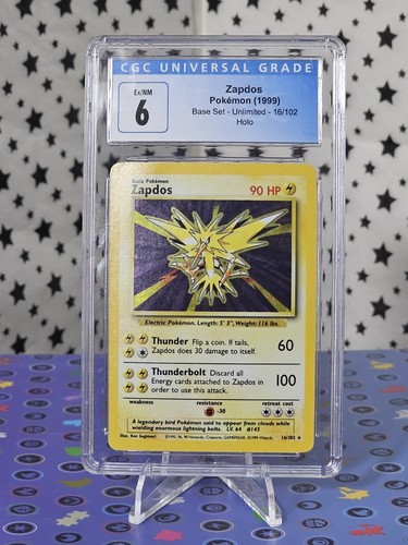 Cgc 6 EX/NM Zapos Pokémon 1999 Base Set - Unlimited - holo | eBay