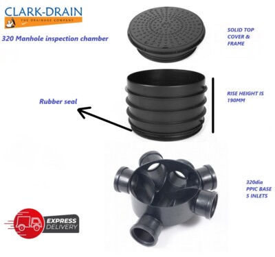 Clark-Drain 320mm Inspection Chamber Manhole - Base, Riser, Cover ...
