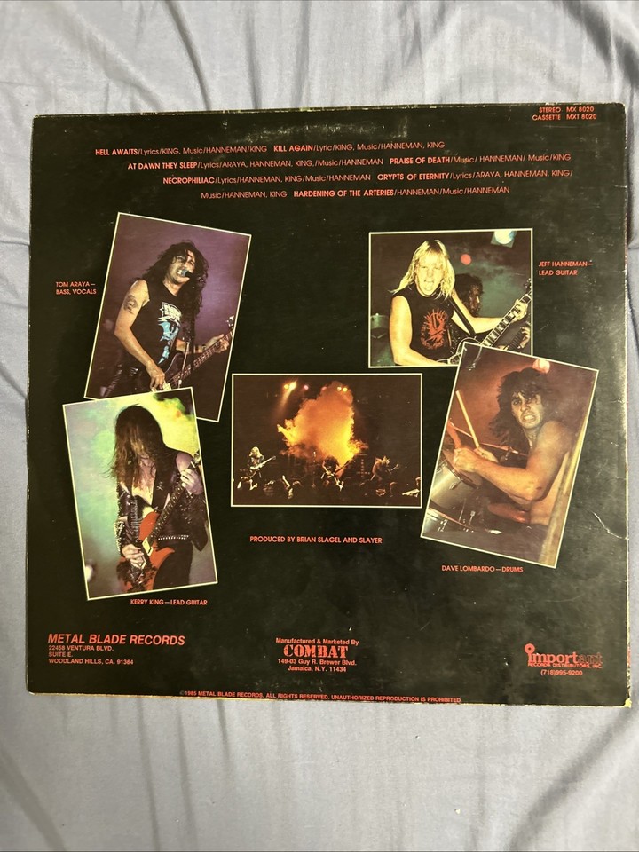 Slayer Hell Awaits LP 1985 Combat Metal Blade Original Vinyl OG MX 8020 ...
