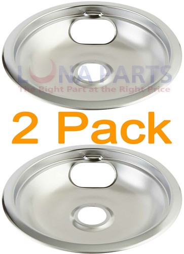 2 Pack Amana Magic Chef Whirlpool Stove 8" Chrome Drip Pan W10196405 ...