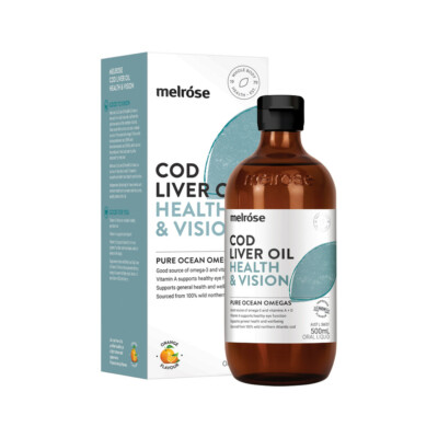 New Melrose Cod Liver Oil Health & Vision 500ml Orange Flavour Premium ...