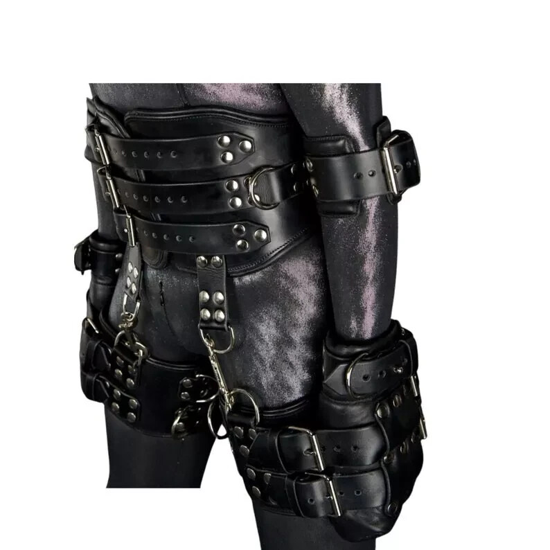 Exclusive Heavy Duty Black Leather Bondage Corset Wrist Restraints ...