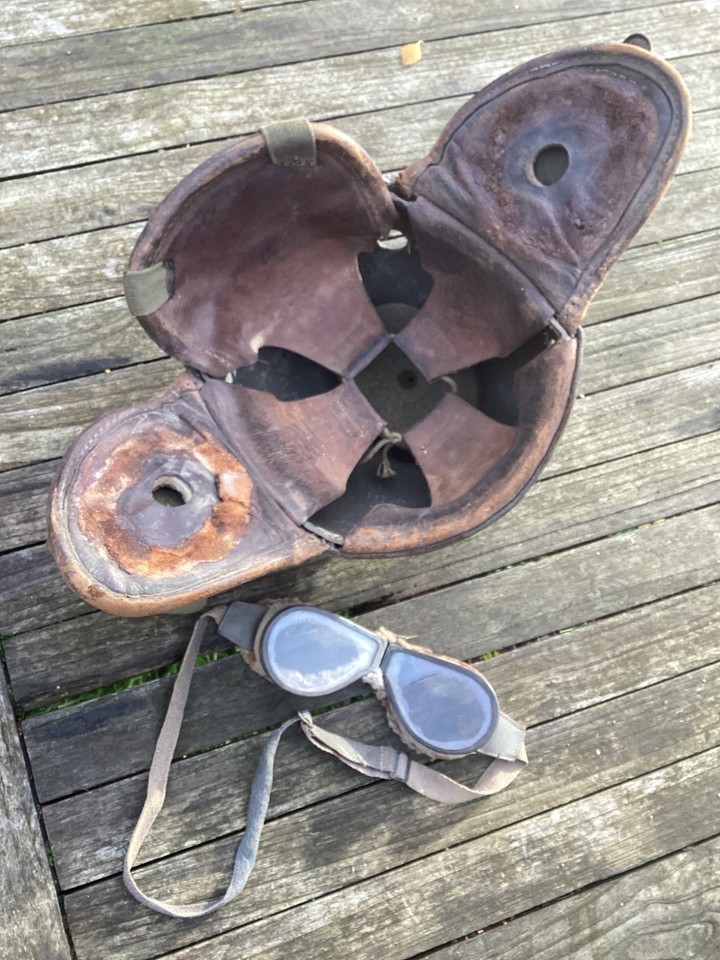 Original ww2 WWII US Model M-1938 Tanker Helmet with original goggles ...