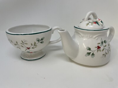 Pfaltzgraff Winterberry Tea for One ~ Tea Pot and Tea Cup Mug Ceramic ...