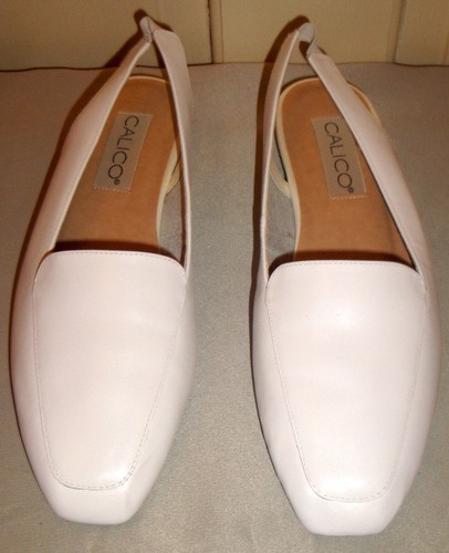 Calico White Leather Low Heel Sling Back Woman's Shoes, 9 M, Brazil ...