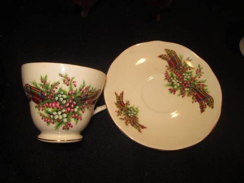 Cup and Saucer ~ ️~ Springfield Bone China England Scottish Heather ...