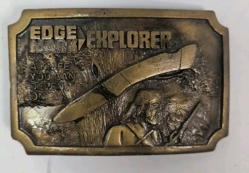 1977 Edge Mark Explorer Knife Belt Buckle Gutmann Cut… - Gem