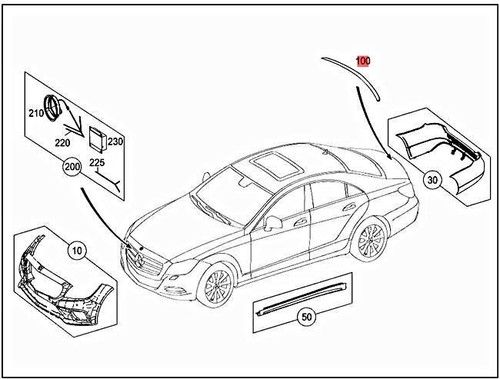 Genuine MERCEDES Cls C218 W218 On rear lid Rear spoiler attachment ...