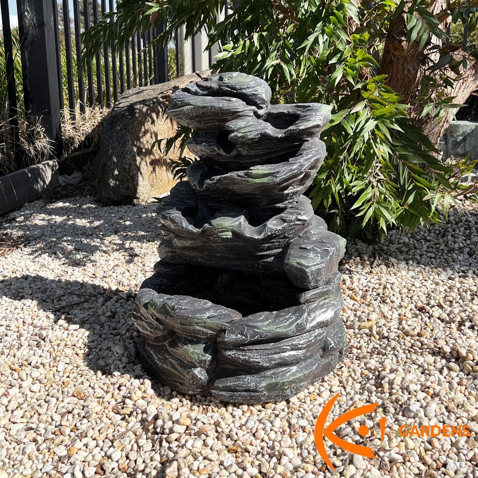 Koi Garden Solar Water Fountain Rock Finish 4 Tiers Outdoor Garden 65cm ...
