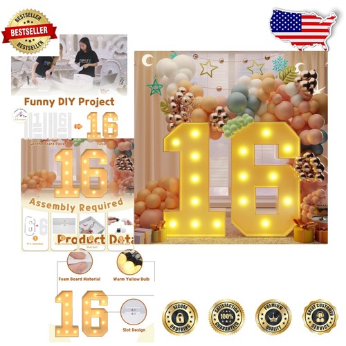 3FT Tall Light-Up Number Decorations for Birthday and Celebration ...