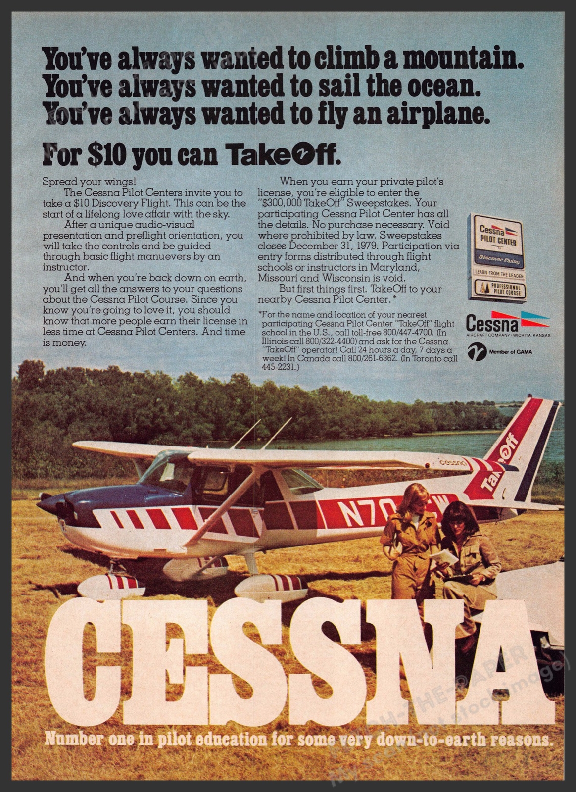 Cessna Pilot Center 1970s Print Advertisement 1977 Lessons Course | eBay