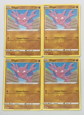 POKEMON TCG LOST ORIGIN Gligar x4 4x Common Playset #095/196 Pack Fresh ...