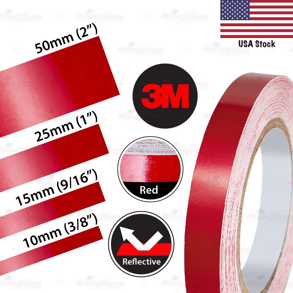 3M REFLECTIVE Self-Adhesive Conspicuity Tape Vinyl Decal Stickers 3/8 9 ...