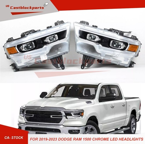 For 2019-2023 Dodge Ram 1500 Headlight LED Chrome 68316084AD 68316085AD ...