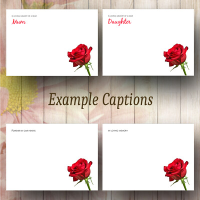 Large Funeral Florist Message Cards Single Red Rose Pack of 9 (Design ...