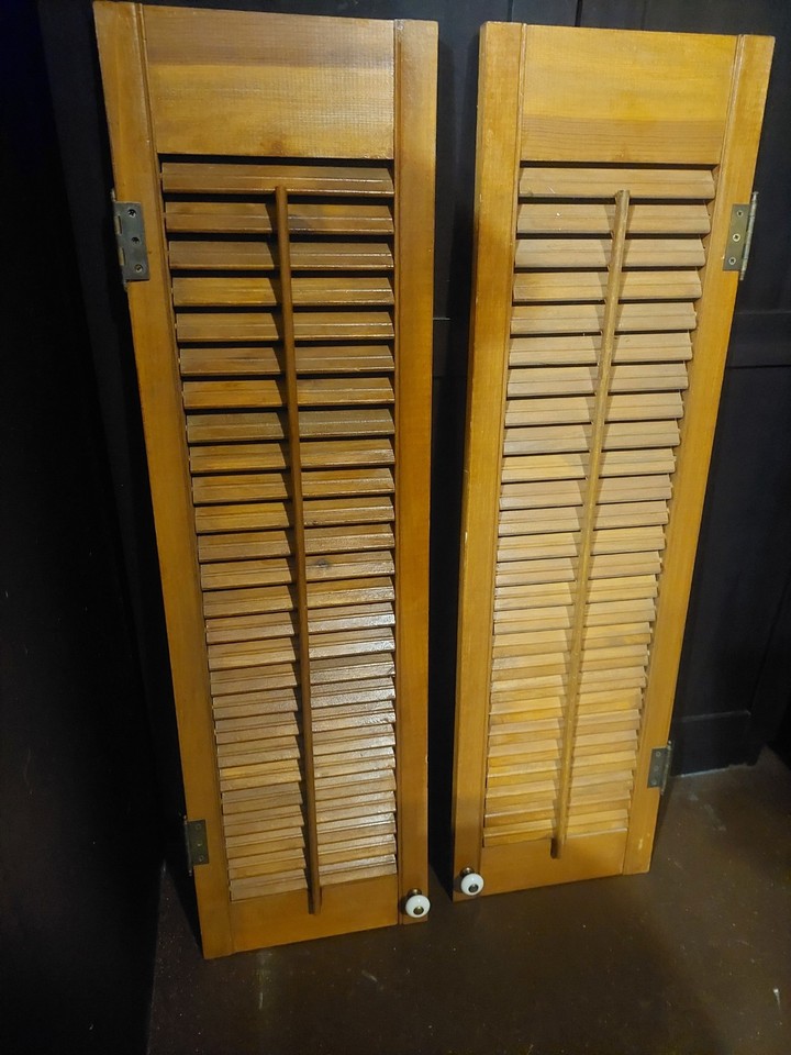 Vintage Wood Louver 32” x 9” Window Shutters Interior Folding Rustic ...