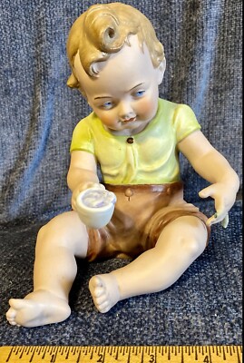 Antique German Large Handpainted Porcelain Marked Germany Boy Figurine ...