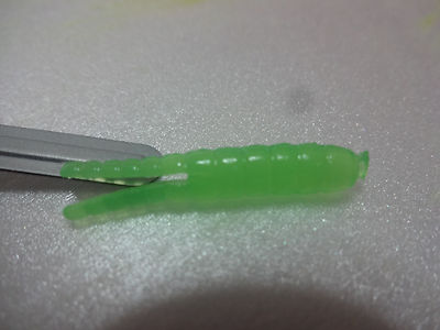 Soft plastic 1" florescent green split-tail grub fish bait 30 piece lot ...