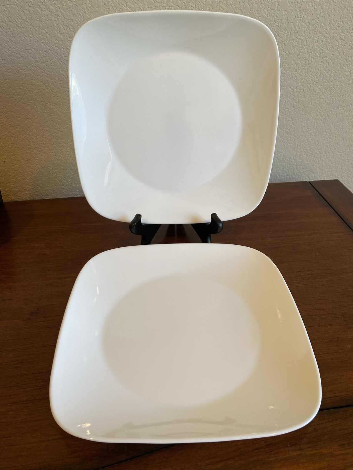 Set of 2 - Corelle Solid White Square 10.25" Dinner Plate Vitrelle USA ...