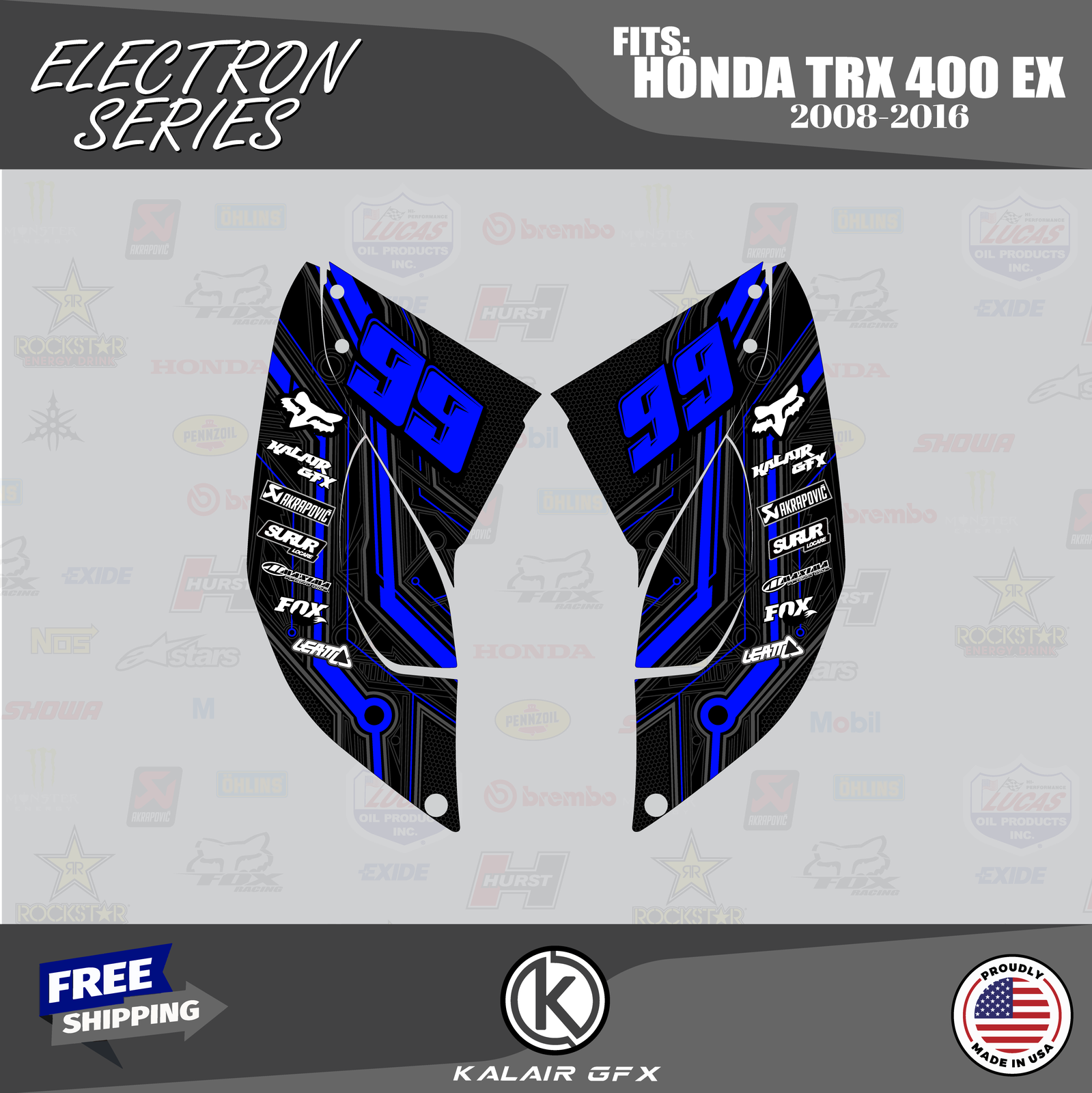 Graphics Kit for HONDA TRX400EX TRX 400EX (2008-2016) 16 Mil ELECTRON ...